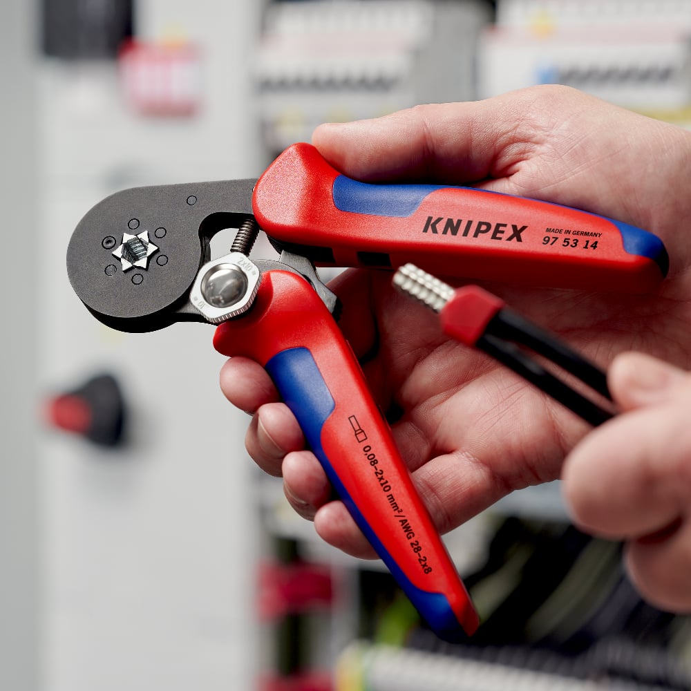 Self-Adjusting Crimping Pliers for wire ferrules With lateral access ...
