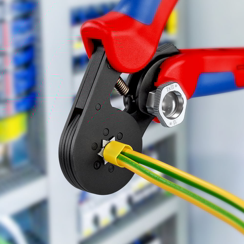 Self-Adjusting Crimping Pliers for wire ferrules With lateral access ...