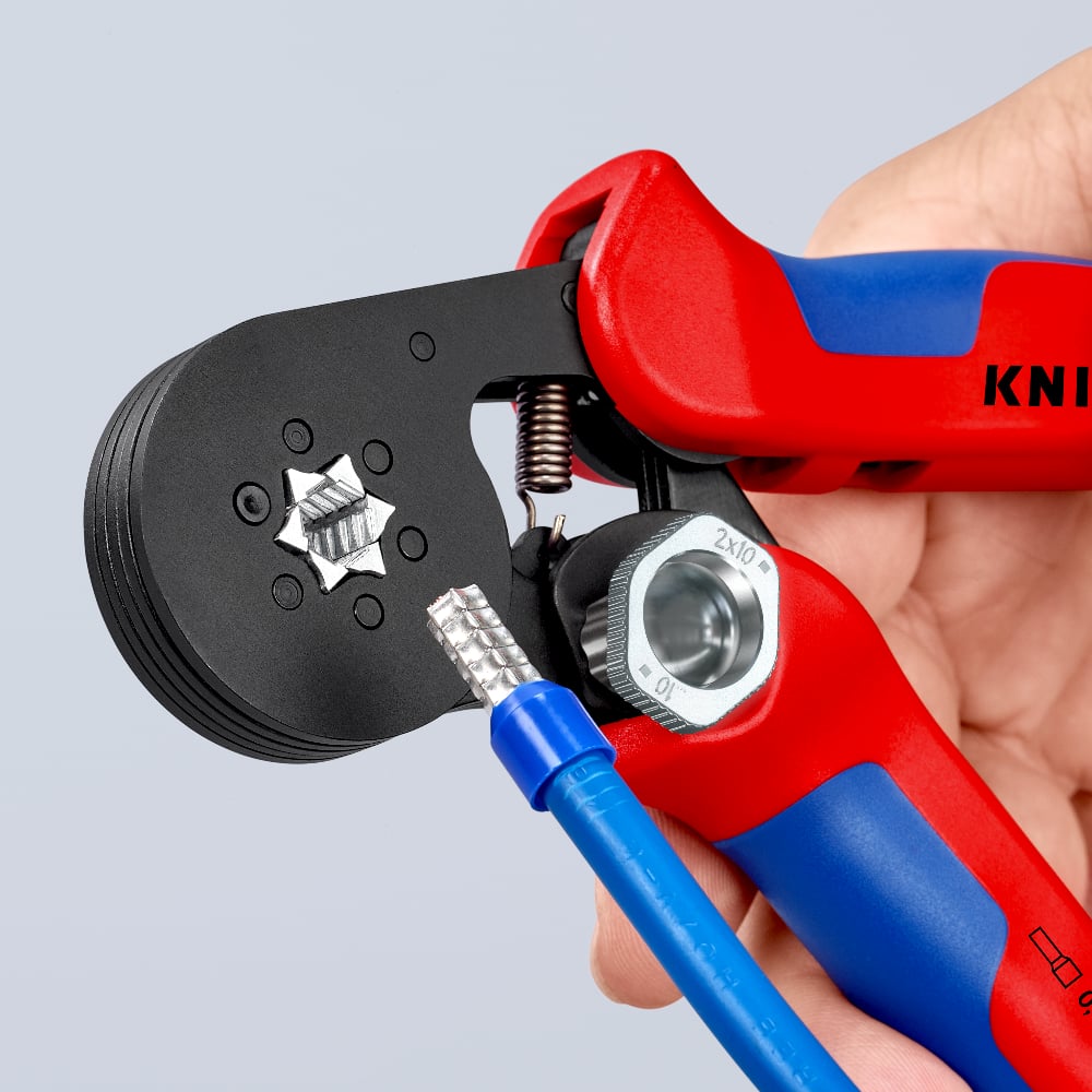 Pince à sertir auto-ajustable pour embouts de câble Avec accès latéral | KNIPEX