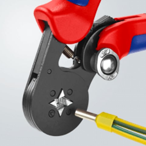 Pince à sertir auto-ajustable pour embouts de câble Avec accès latéral | KNIPEX